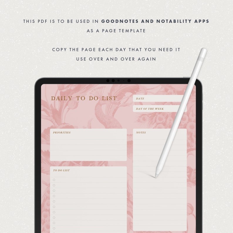 Digital to Do List Goodnotes Template, Vintage Style to Do List Page ...