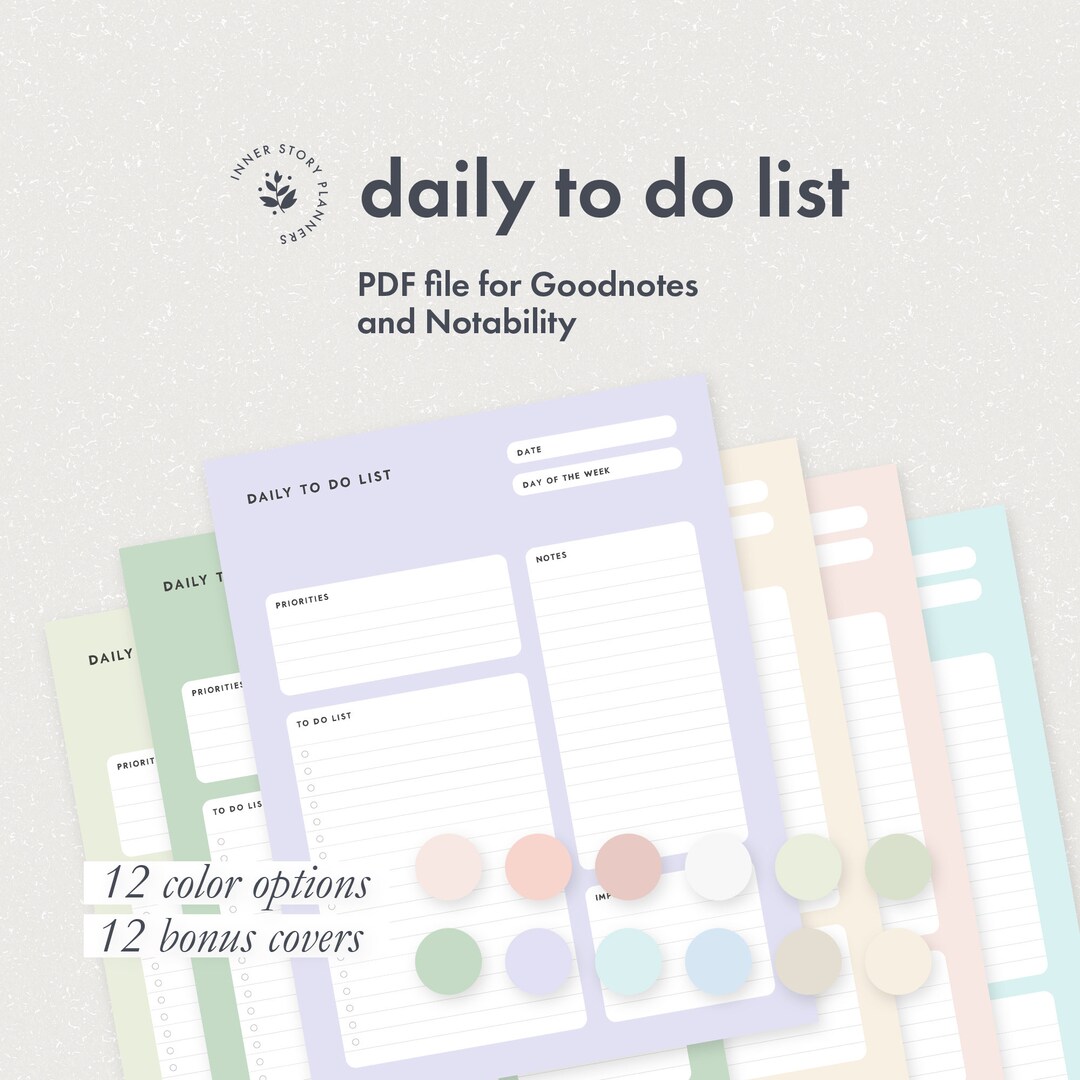 Digital to Do List Goodnotes Template, Pastel to Do List Page, Daily ...