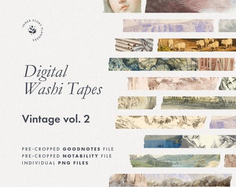 Vintage Torn Paper Digital Stickers Set Sticky Notes Washi - Etsy