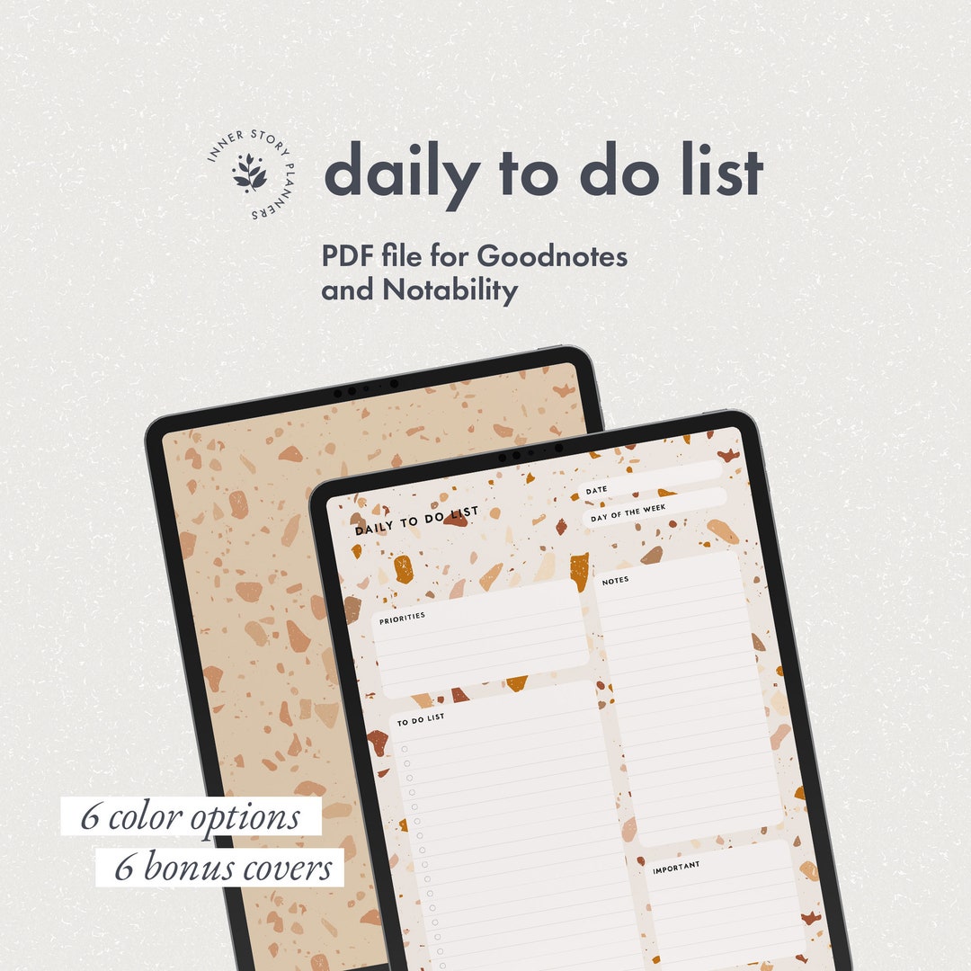 Digital to Do List Goodnotes Template, Terrazzo to Do List Page, Daily ...
