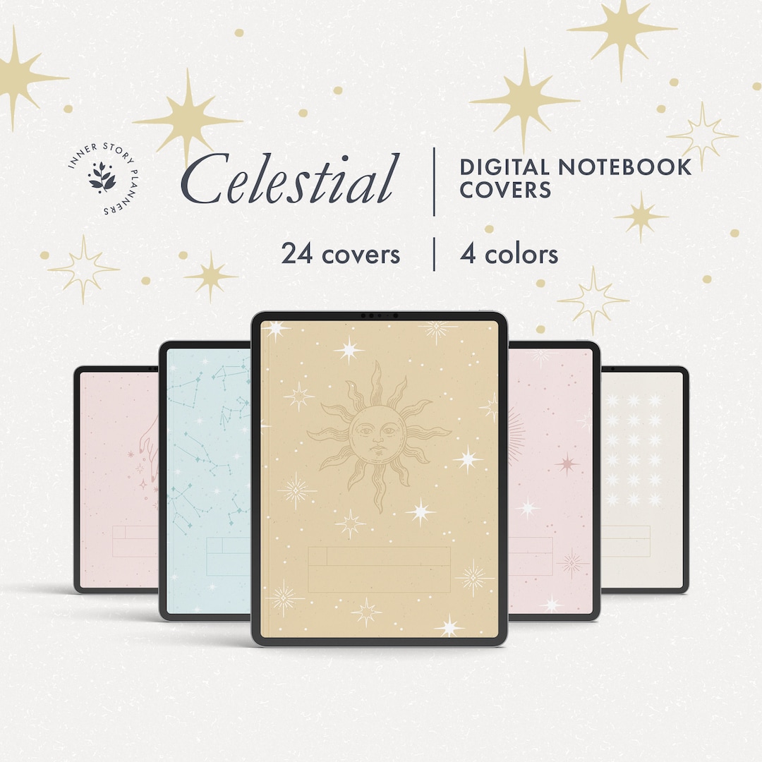 24 Celestial Digital Notebook Covers, Lunar Covers for Goodnotes and ...