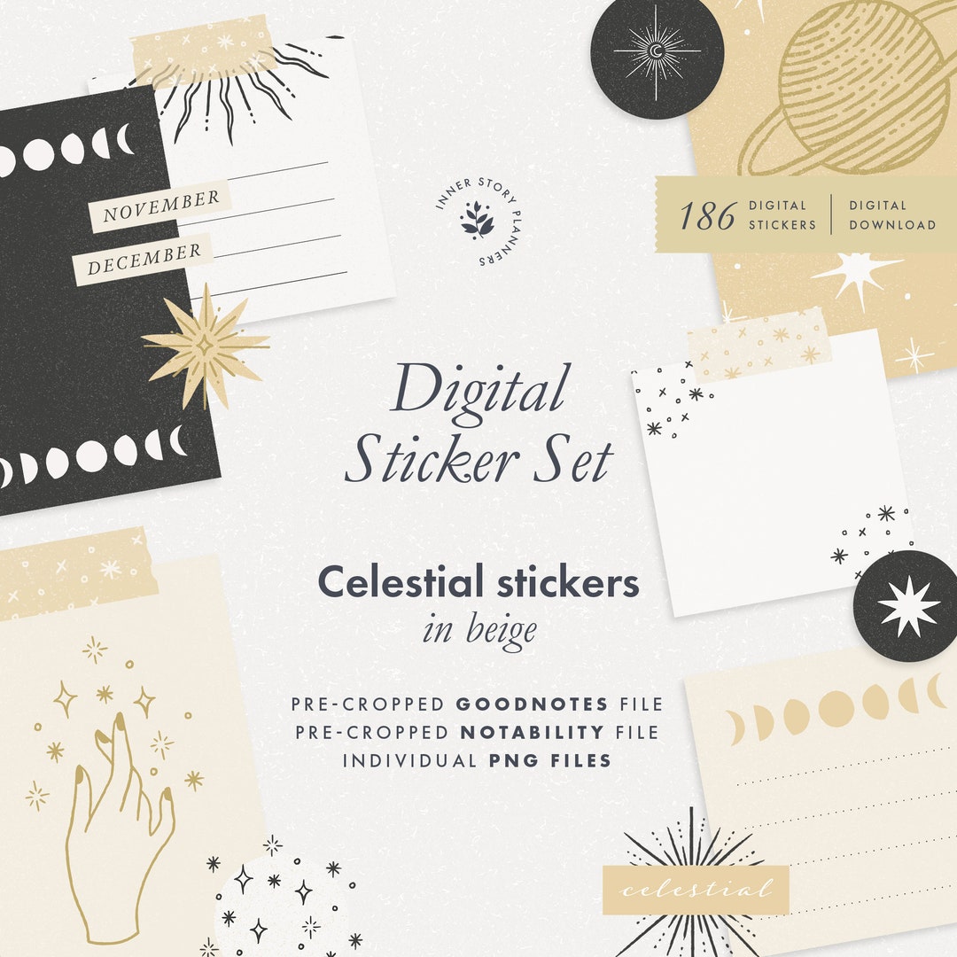 Celestial Digital Stickers, Boho Planner, Goodnotes iPad (digital ...