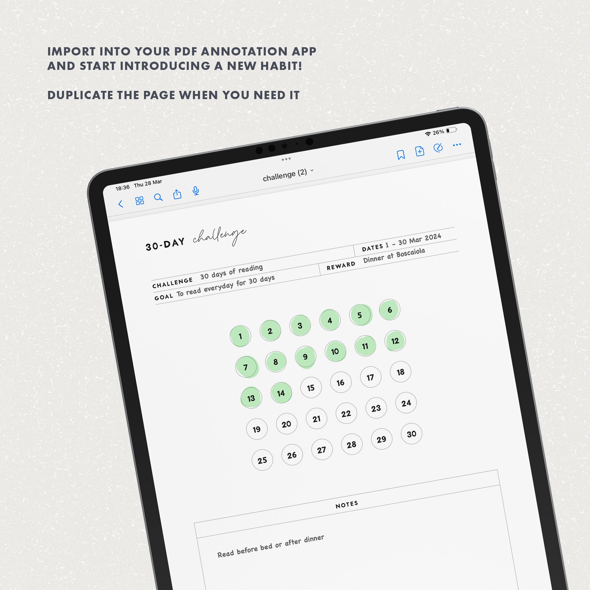 30 Day Challenge Goodnotes Template, Minimalist Habit Tracker Page ...