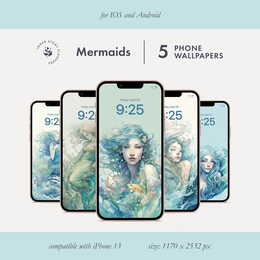 Mermaid iPhone Wallpapers: 5 Mermaidcore Screens (digital Download) - Etsy