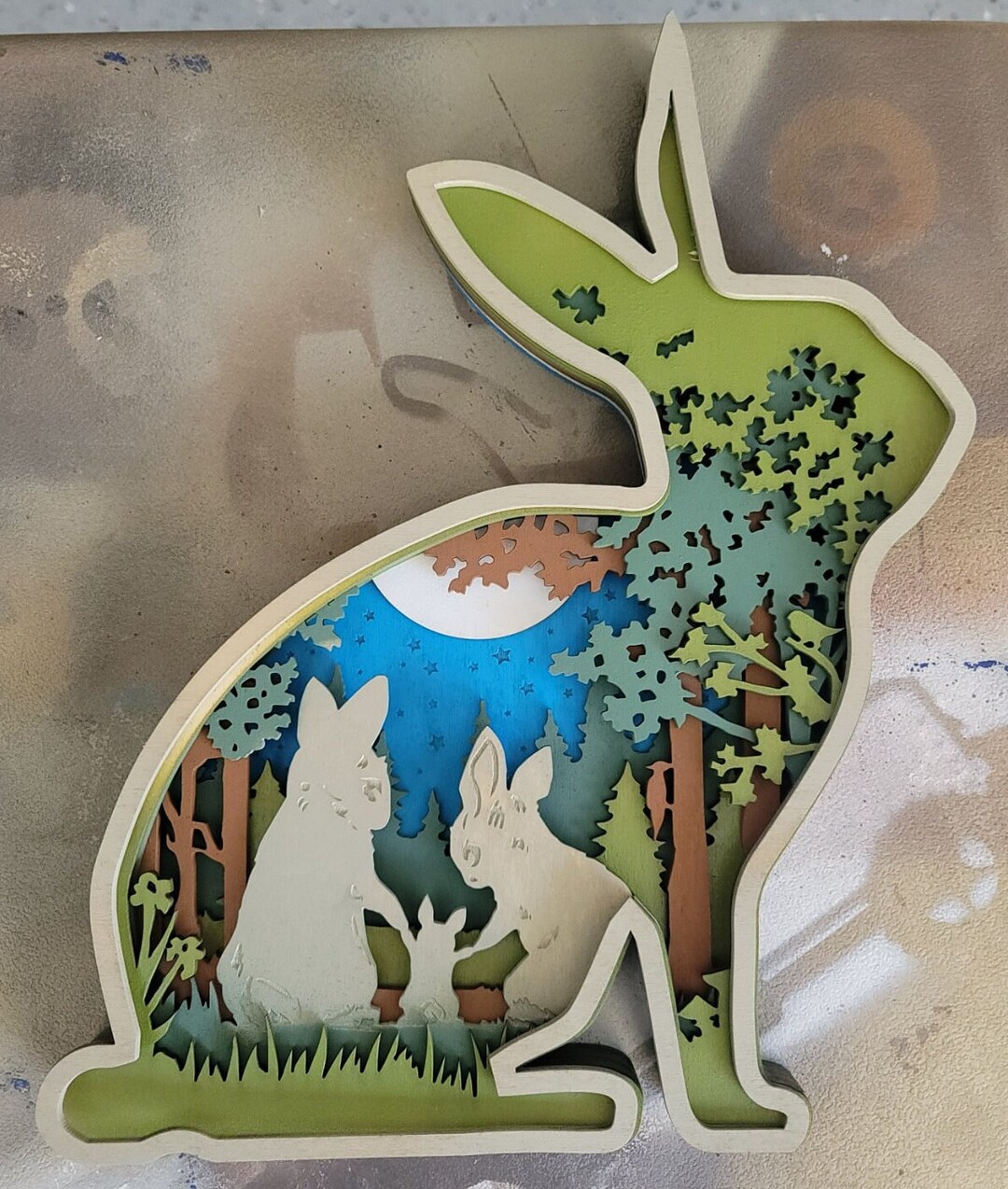 Laser Cut Wooden Rabbit With Interior Design - Etsy