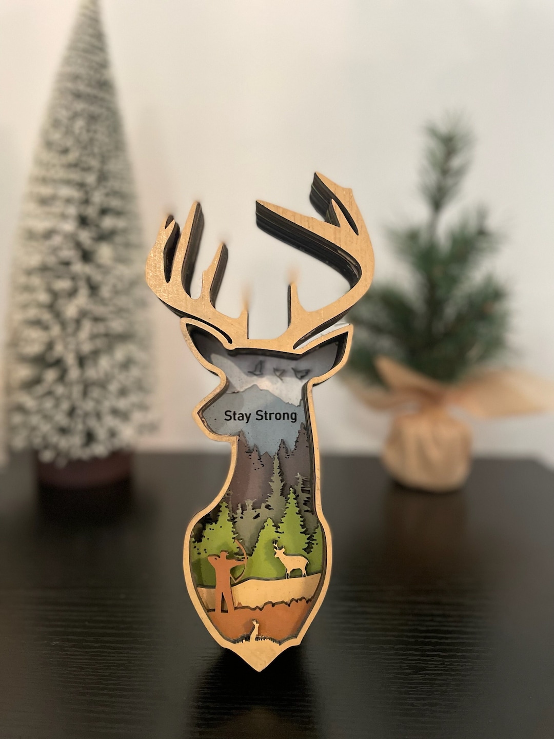 Laser Cut Wooden Deer Head With Interior Design - Etsy