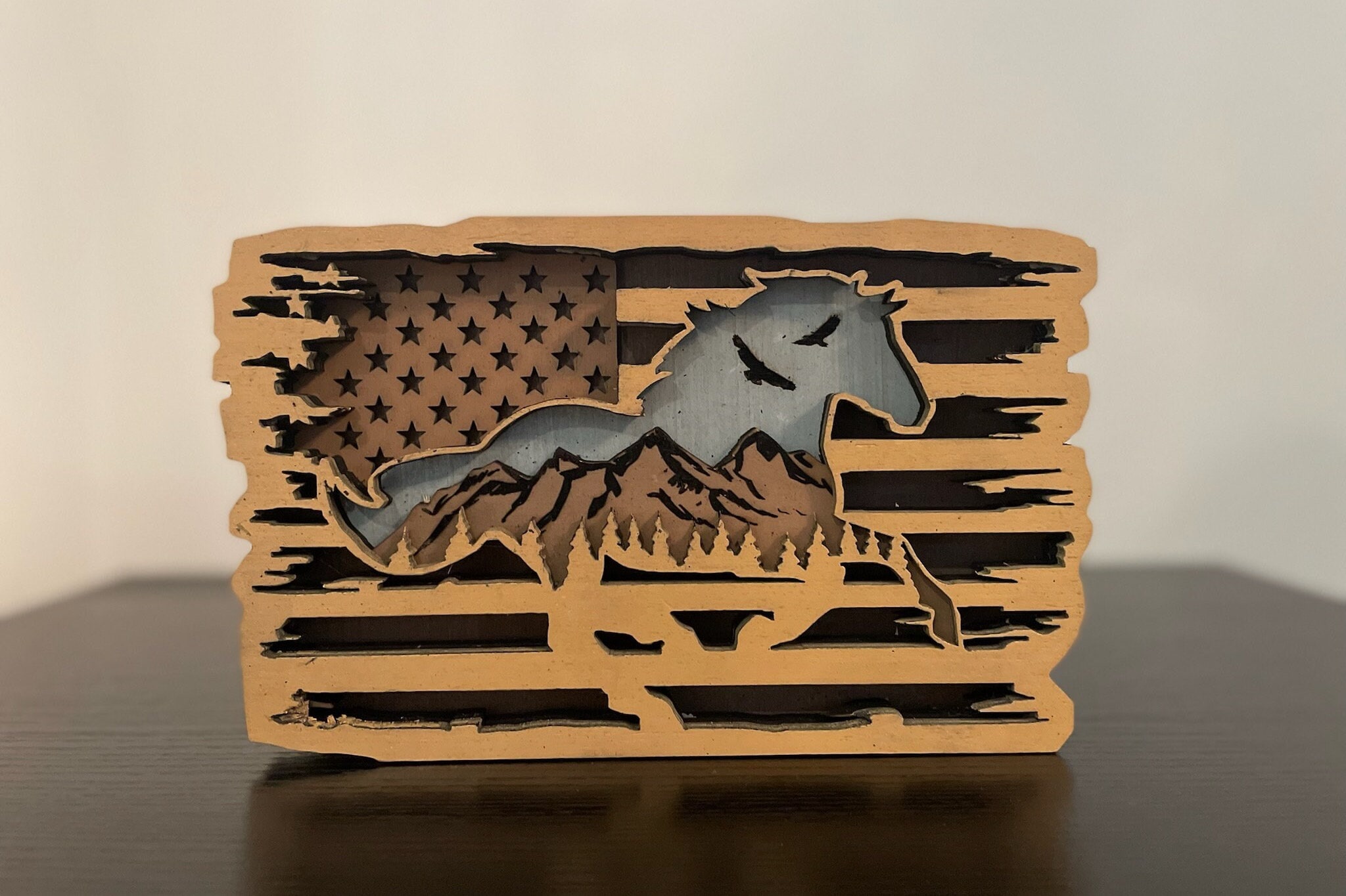 Laser Cut Horse With Flag With Interior Design - Etsy