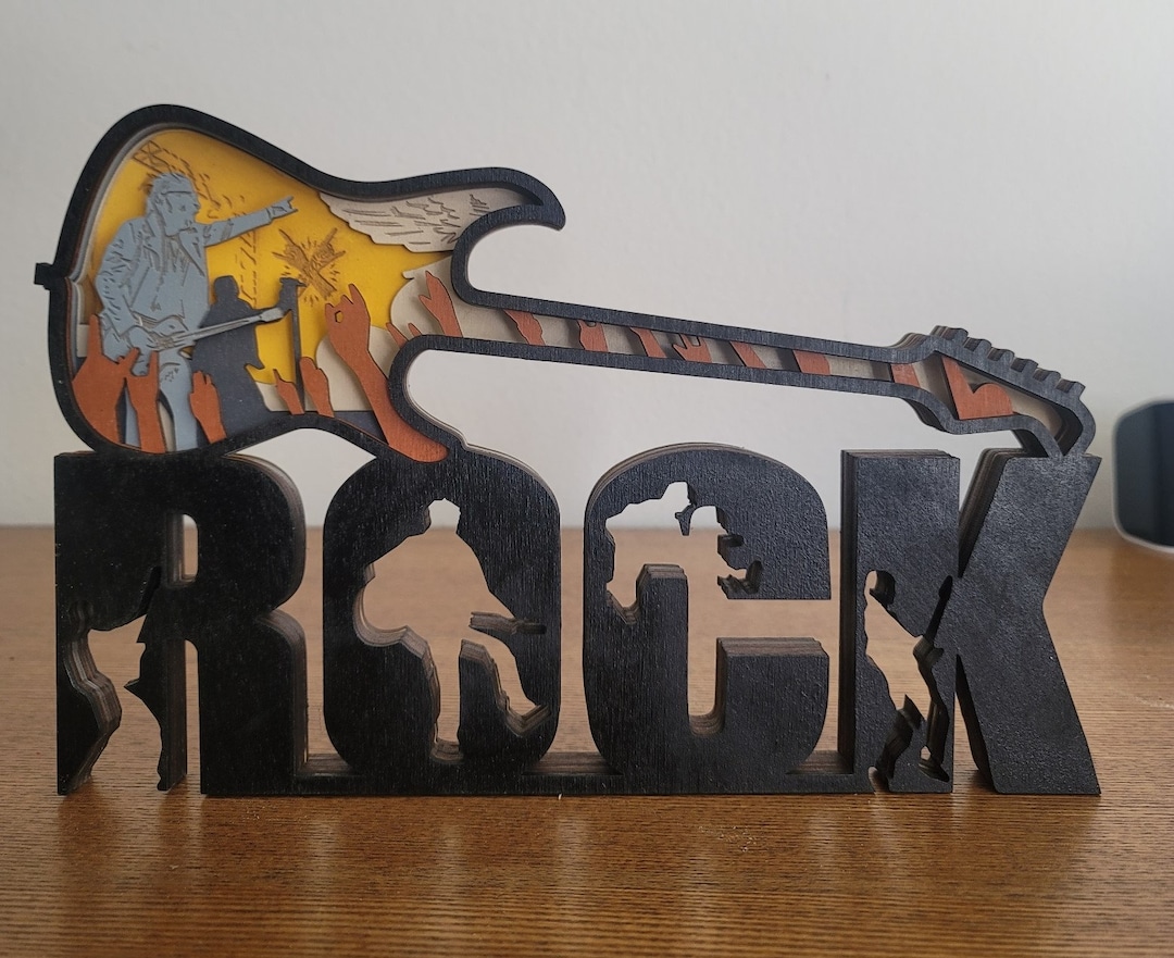 Laser Cut Guitar Rock Sign With Interior Design - Etsy
