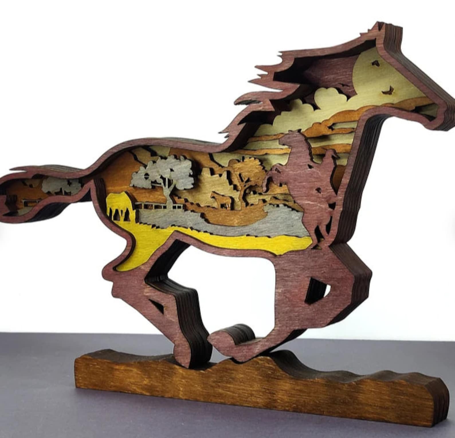 Laser Cut Wooden Horse With Interior Design - Etsy
