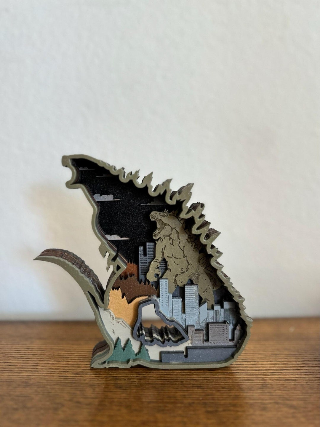 Laser Cut Godzilla With Interior Design - Etsy
