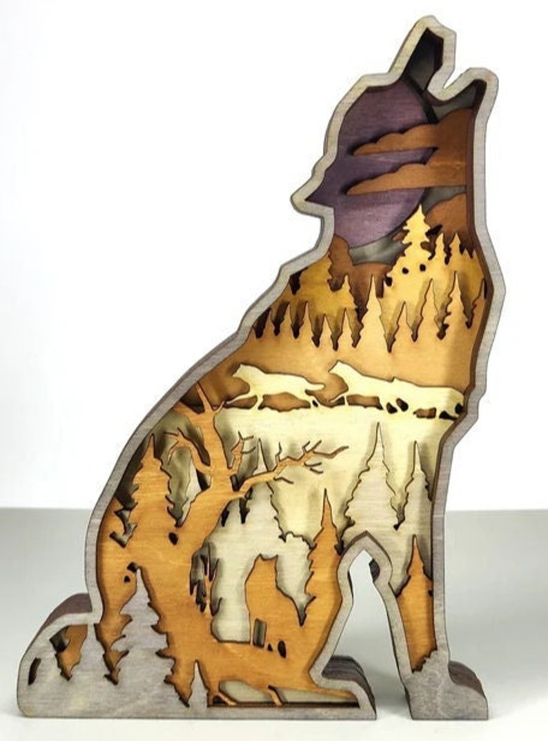 Laser Cut Wolf With Interior Design - Etsy