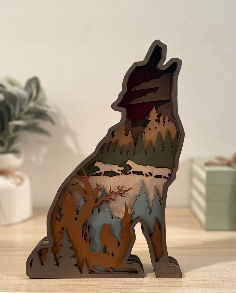 Laser Cut Wolf With Interior Design - Etsy