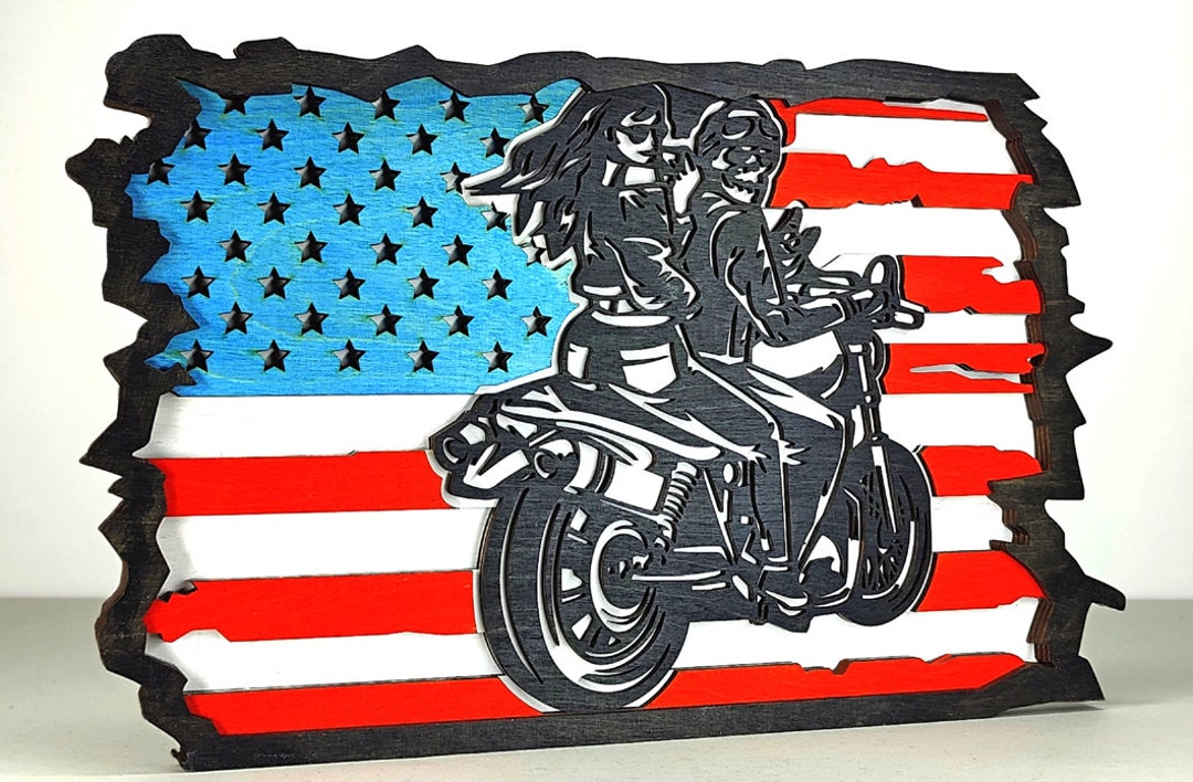 Laser Cut Flag With a Motorcycle Interior Design - Etsy