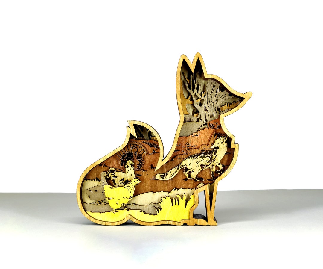 Laser Cut Fox With Interior Design - Etsy