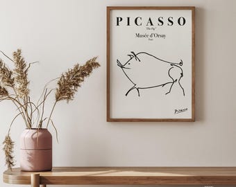 Picasso Pig Drawing, Printable Wall Art, Picasso Poster, Living Room ...