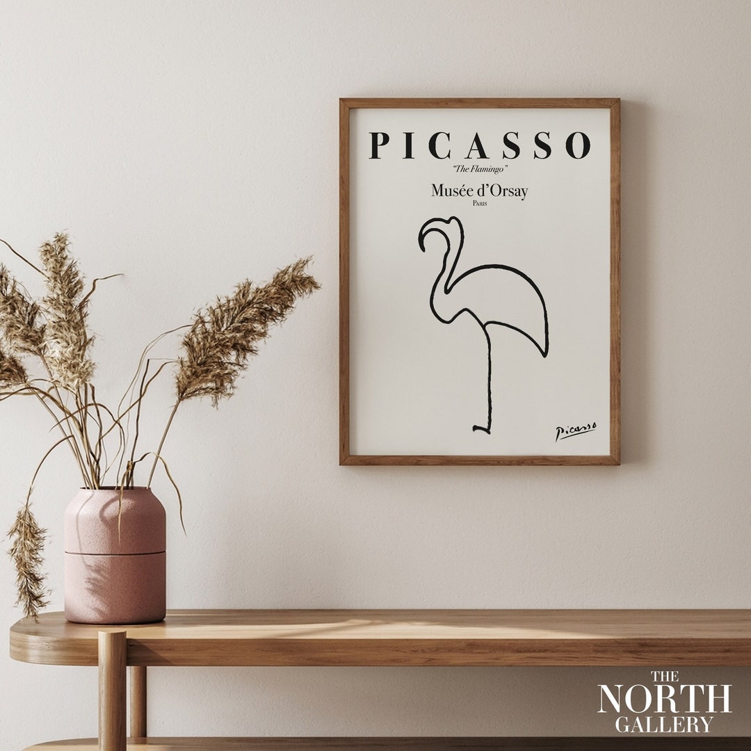 Picasso Art Print, Picasso - the Flamingo, Line Art Poster, Animal Wall ...