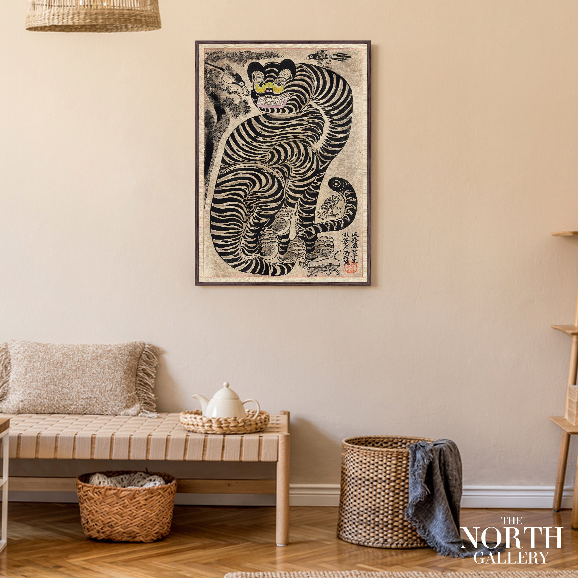 Vintage Japanese Painting, Talismanic Tiger Prints, Animal Print, Tiger ...