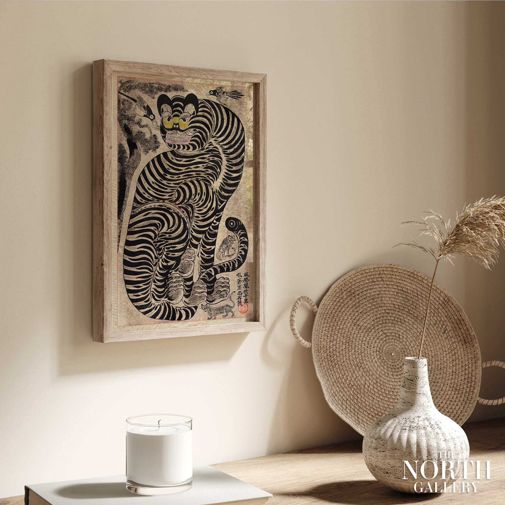 Vintage Japanese Painting, Talismanic Tiger Prints, Animal Print, Tiger ...