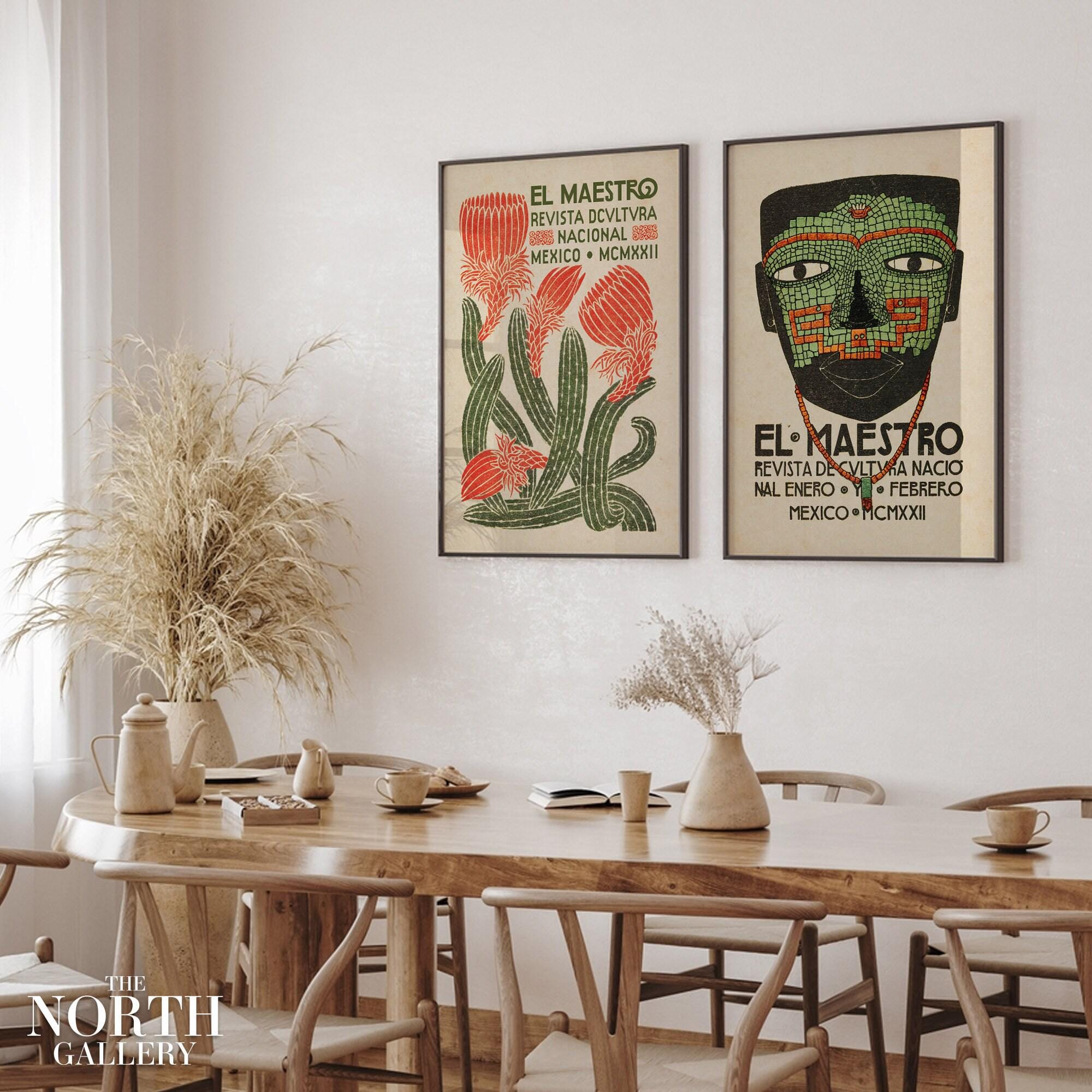 Mexico El Maestro Art Print Set, Vintage Cactus Poster - Etsy