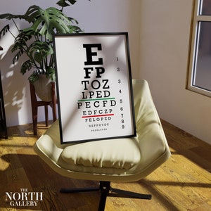 Eyesight Test Print, Eye Exam Chart, Snellen Eye Test Chart ...