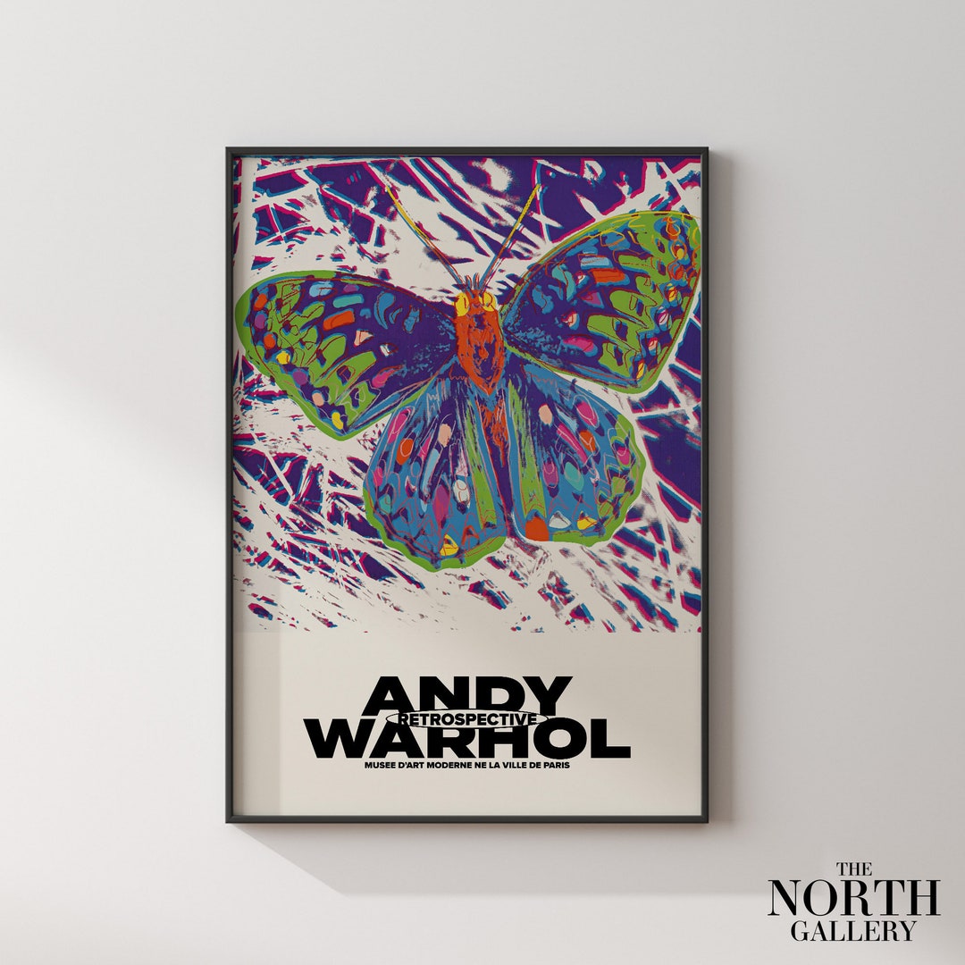 Andy Warhol Poster Pop Art Print, Butterfly Retro Wall Art ...