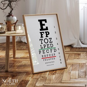 Eyesight Test Print, Eye Exam Chart, Snellen Eye Test Chart ...