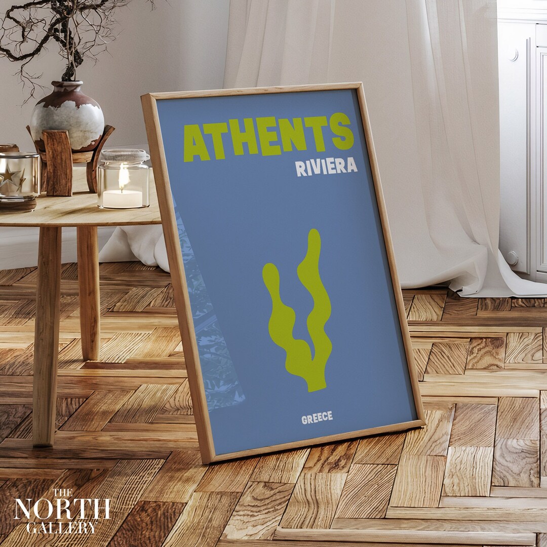 Greece Athents Riviera Travel Print, Preppy Travel Poster, Bohemia ...