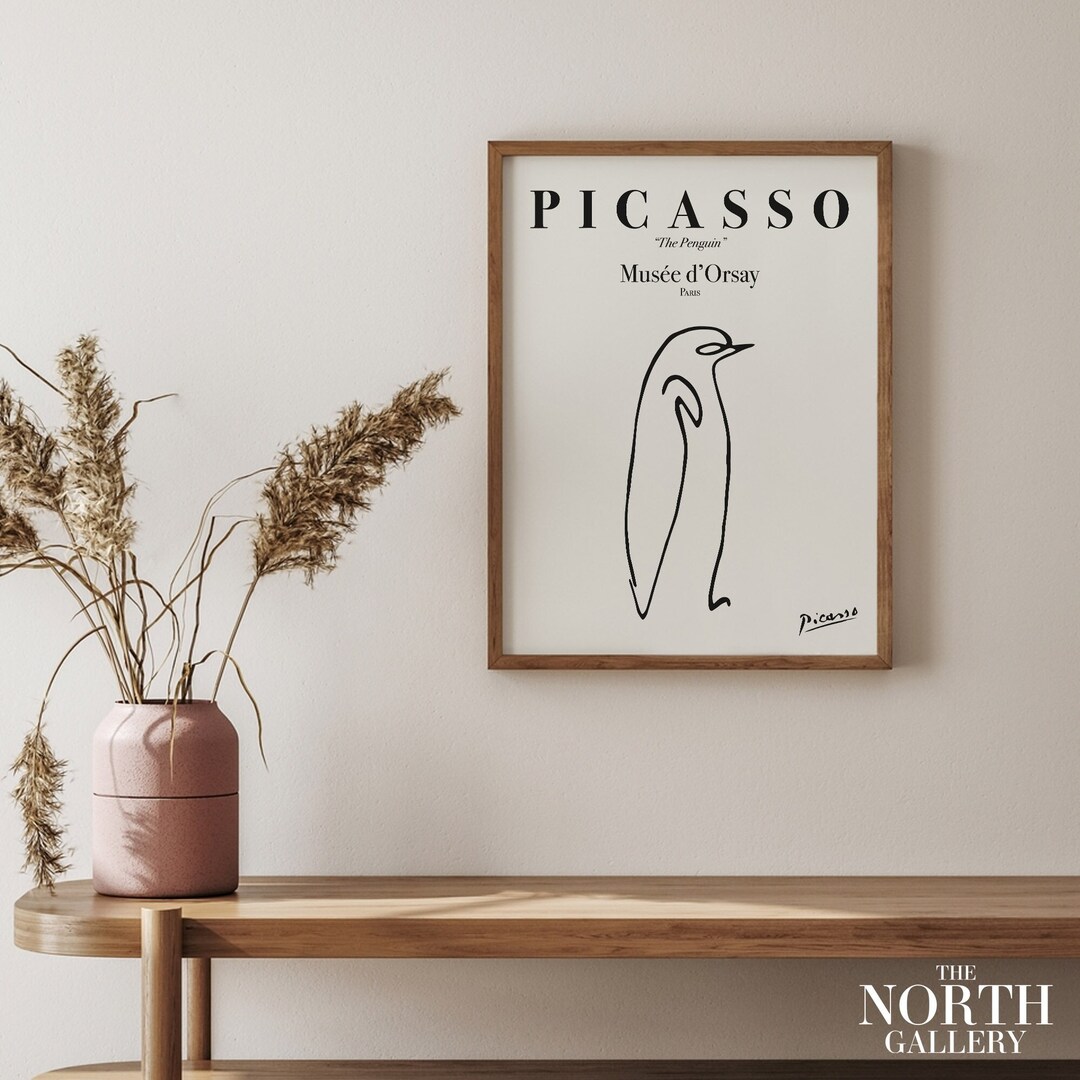 Picasso Art Print, Picasso - the Penguin, Line Art Poster, Animal Wall ...