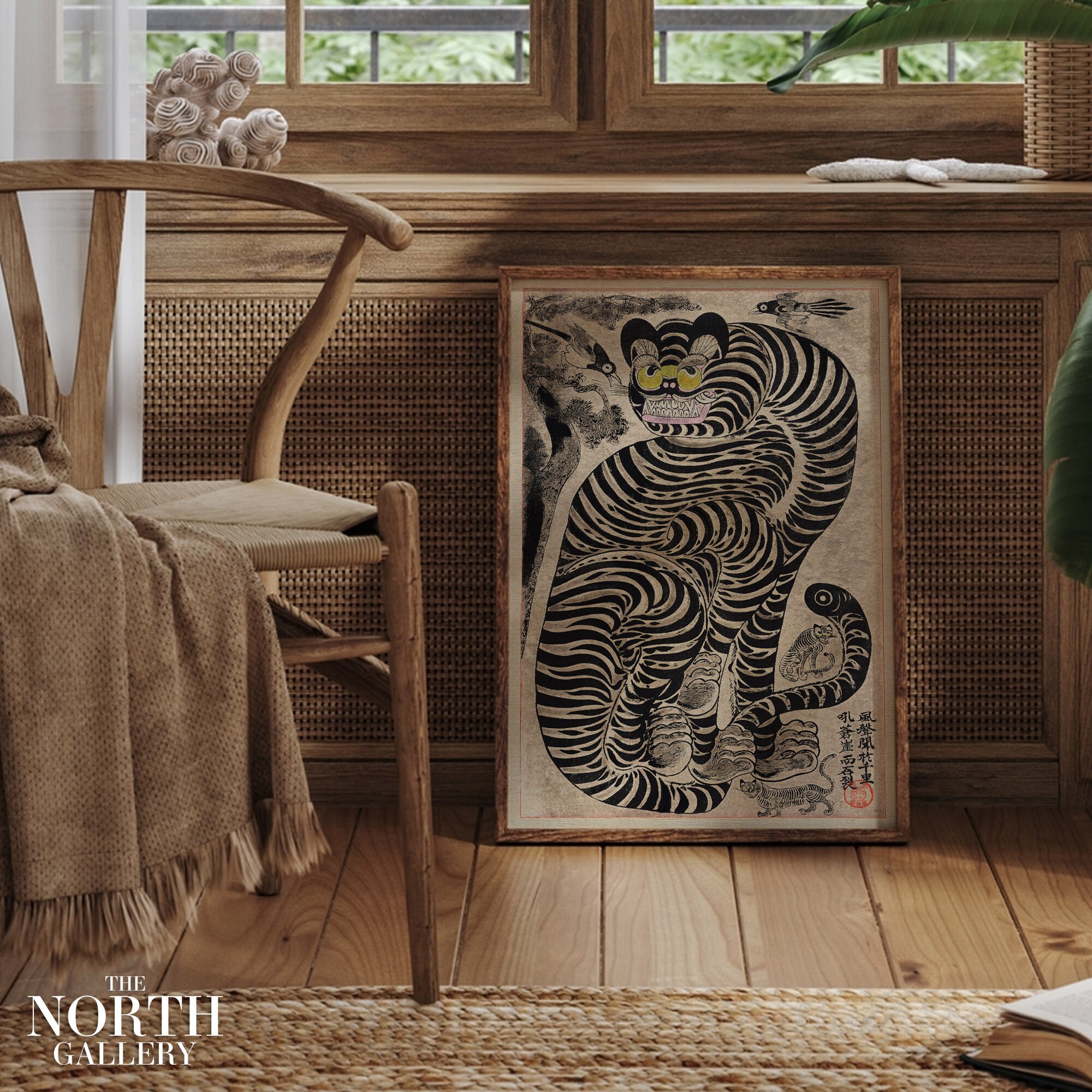 Vintage Japanese Painting, Talismanic Tiger Prints, Animal Print, Tiger ...