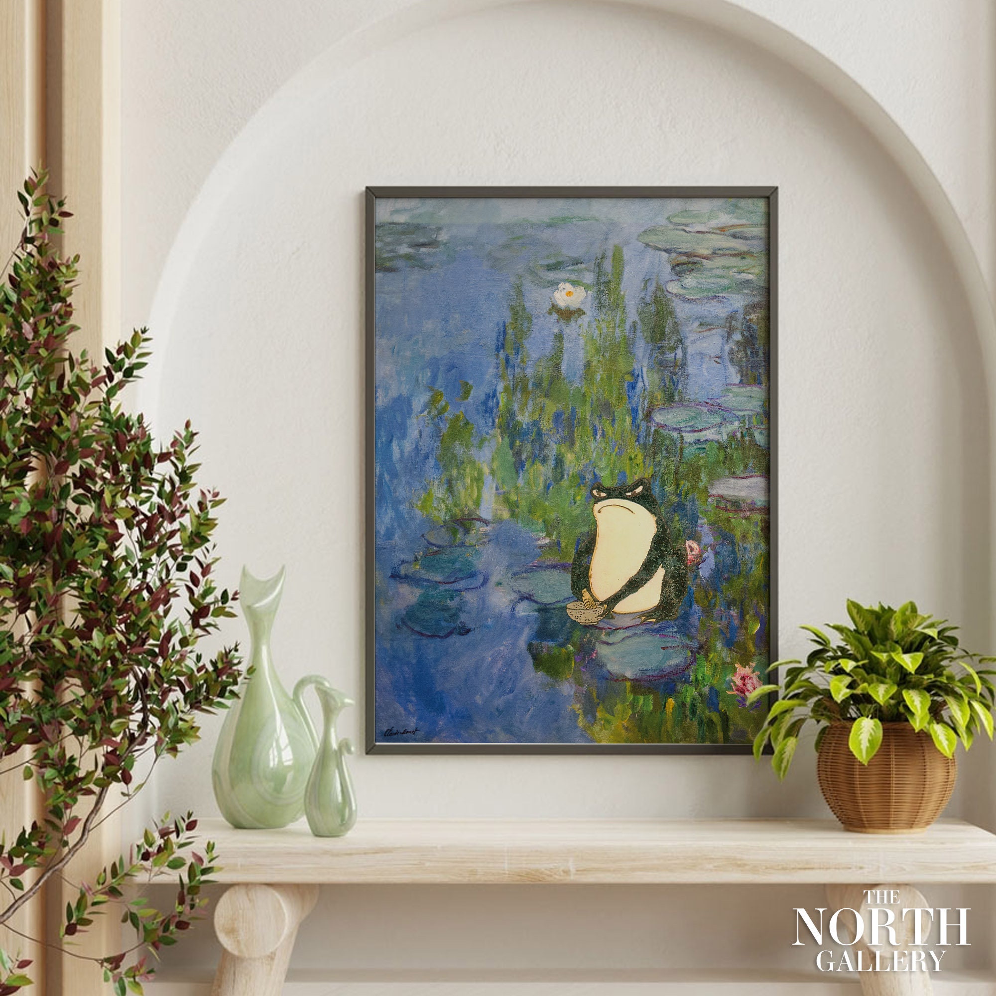 Monet Waterlily Frog Print Frog Art Floral Print Funny Frog - Etsy