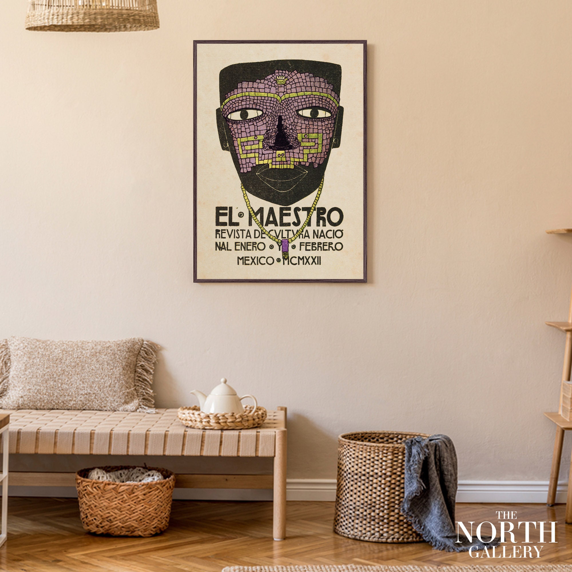 Boho Wall Decor Mexico Ancient Figure Poster Purple-green - Etsy
