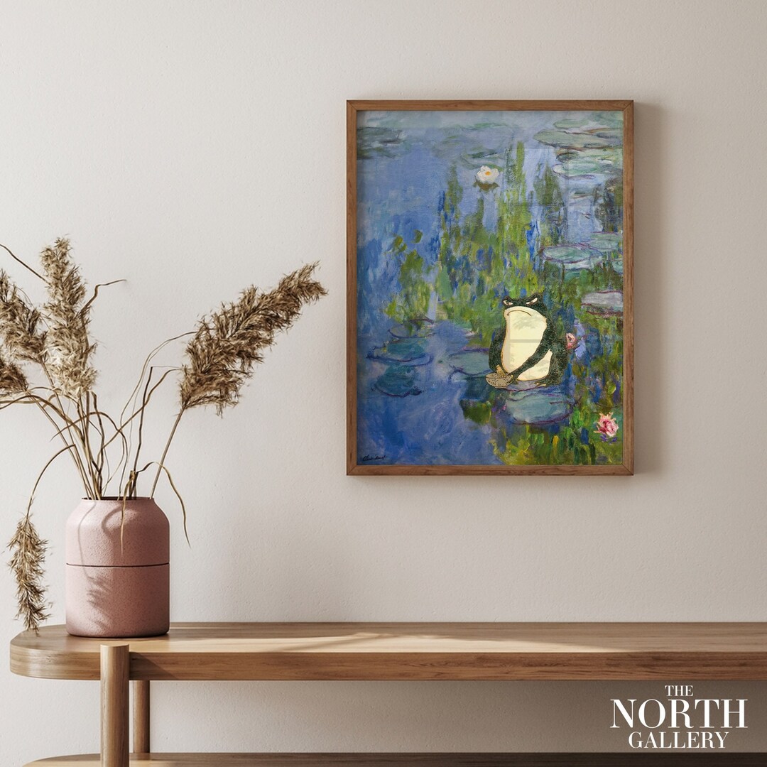 Monet Waterlily Frog Print, Frog Art, Floral Print, Funny Frog Print ...