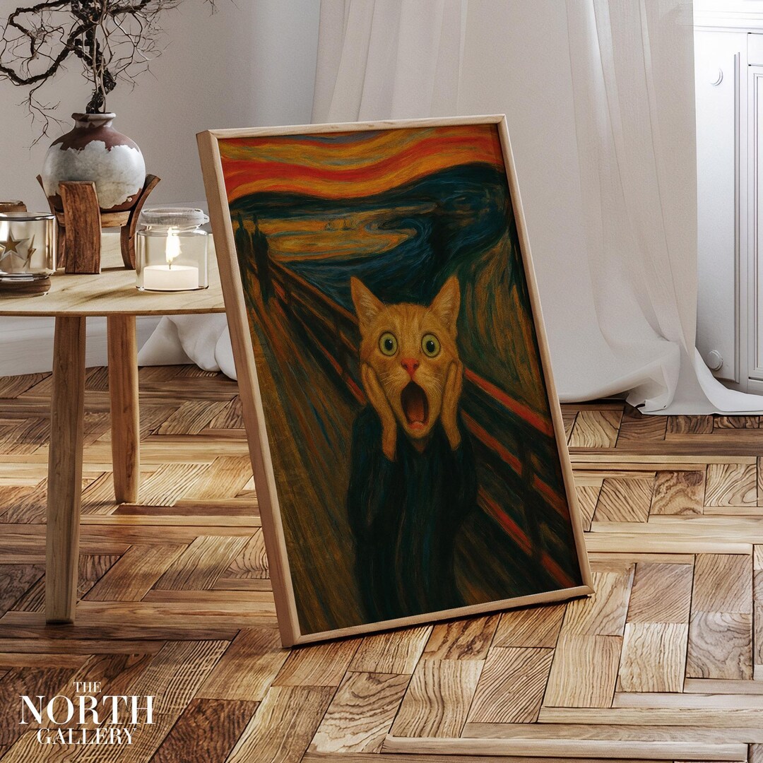 Funny Cat Scream Art Print – Humorous Home Office Decor - Etsy