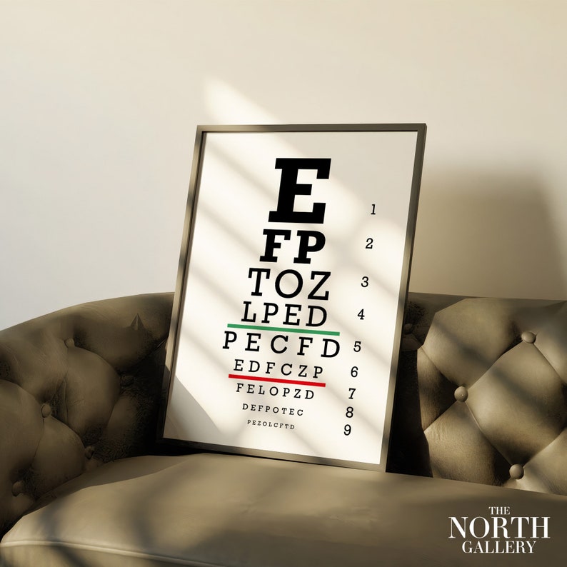 Eyesight Test Print, Eye Exam Chart, Snellen Eye Test Chart ...