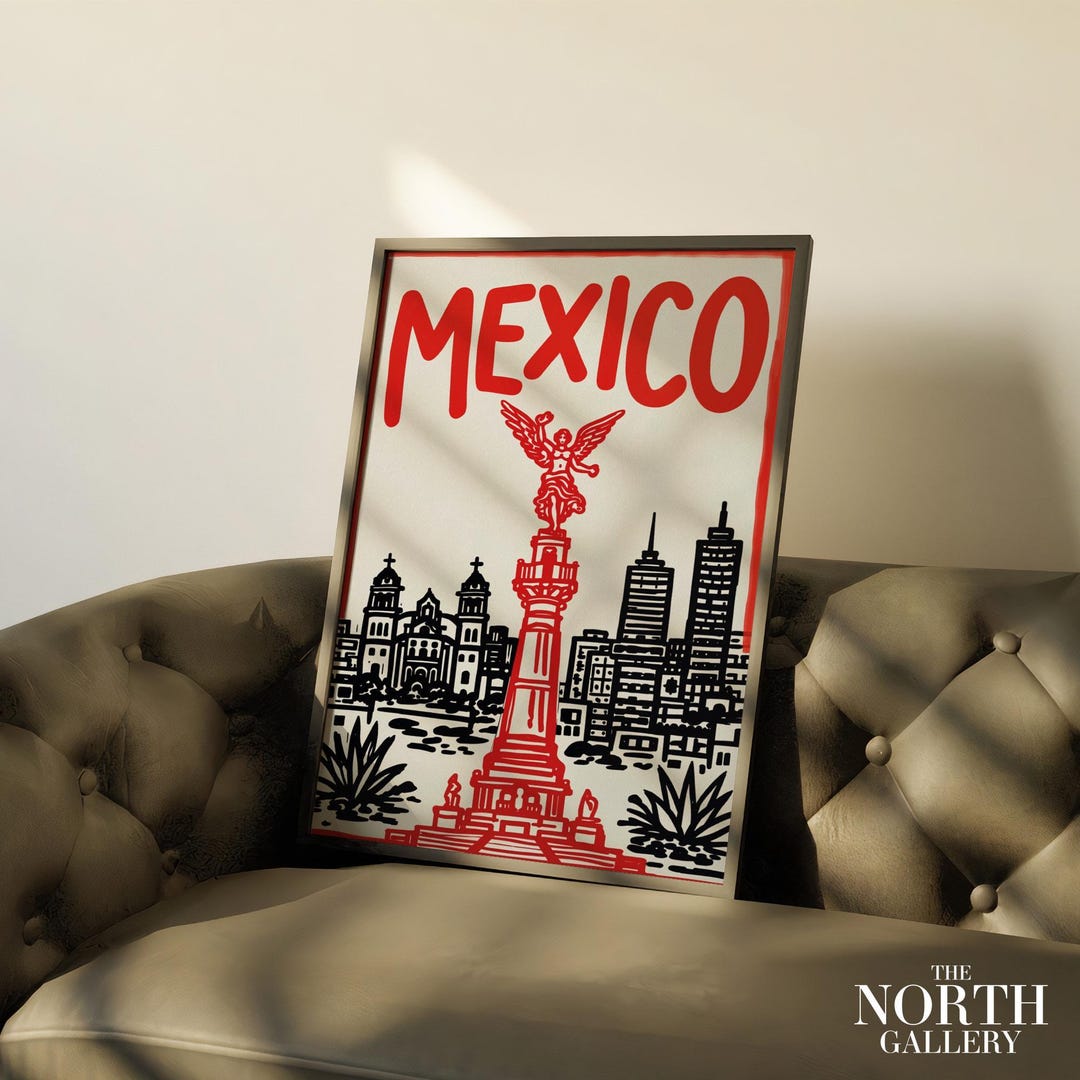 MEXICO Line Drawing Travel Poster – Architectural Illustration, Modern ...