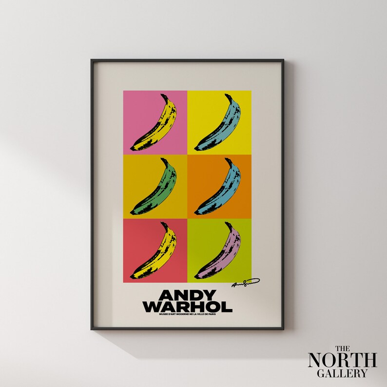 Andy Warhol Banana Exhibition Poster Print, Colorful Bananas, Velvet Underground, Pop Art Wall ...