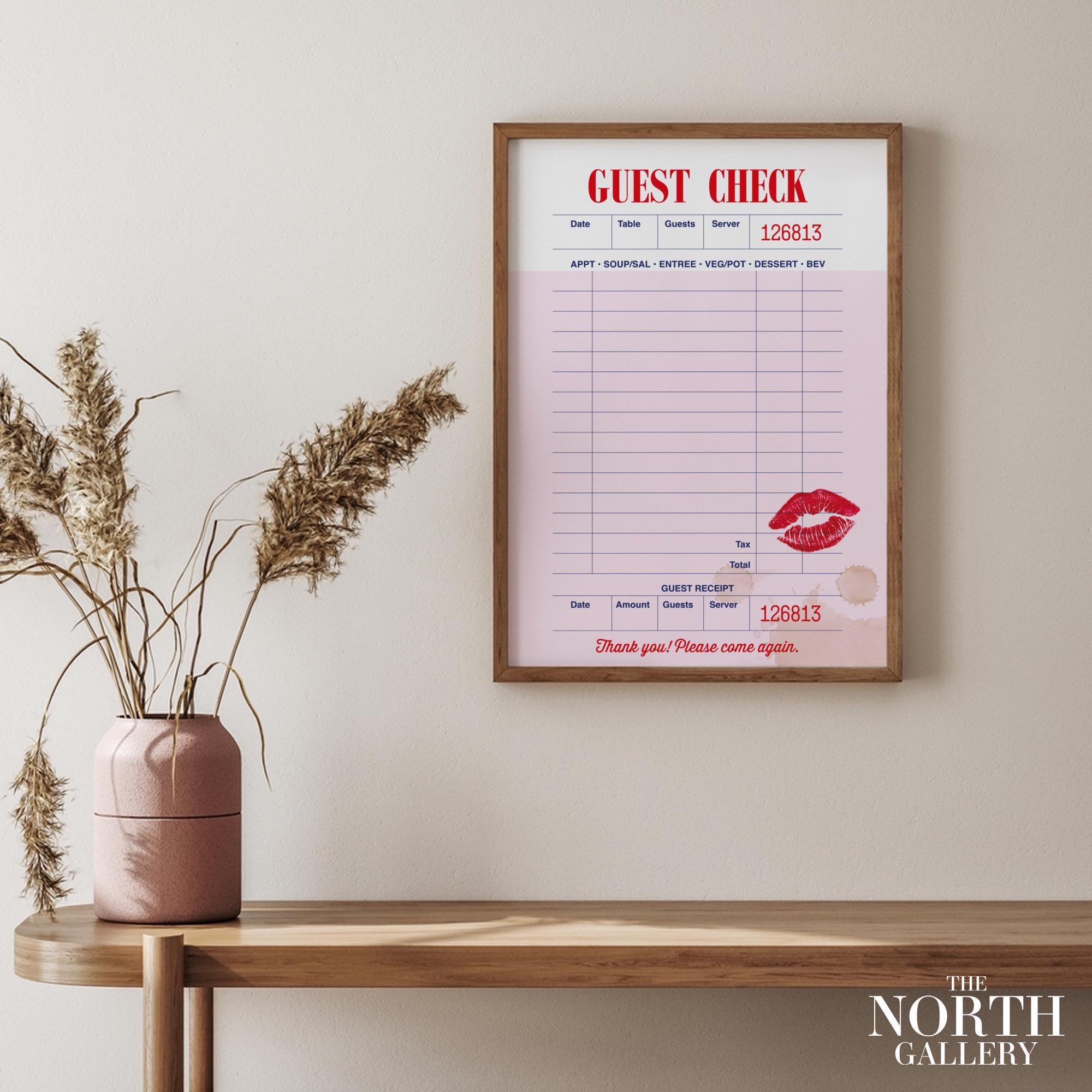 Retro Diner Guest Check Poster – Red Lipstick Kiss, Quirky Kitchen Art ...