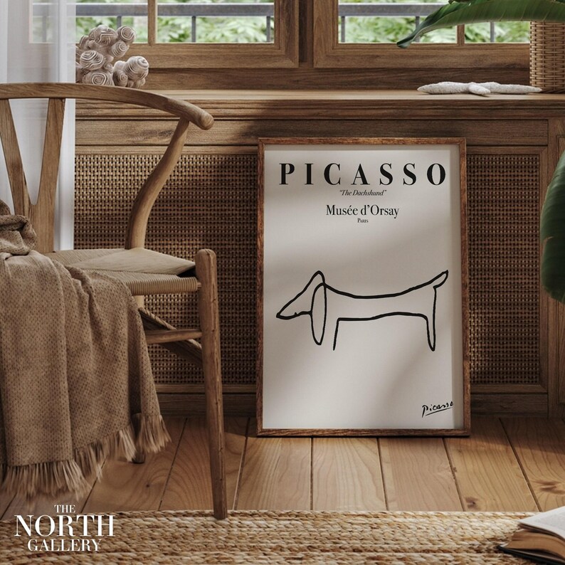 Picasso Art Print, Picasso - the Dachshund, Line Art Poster, Animal ...