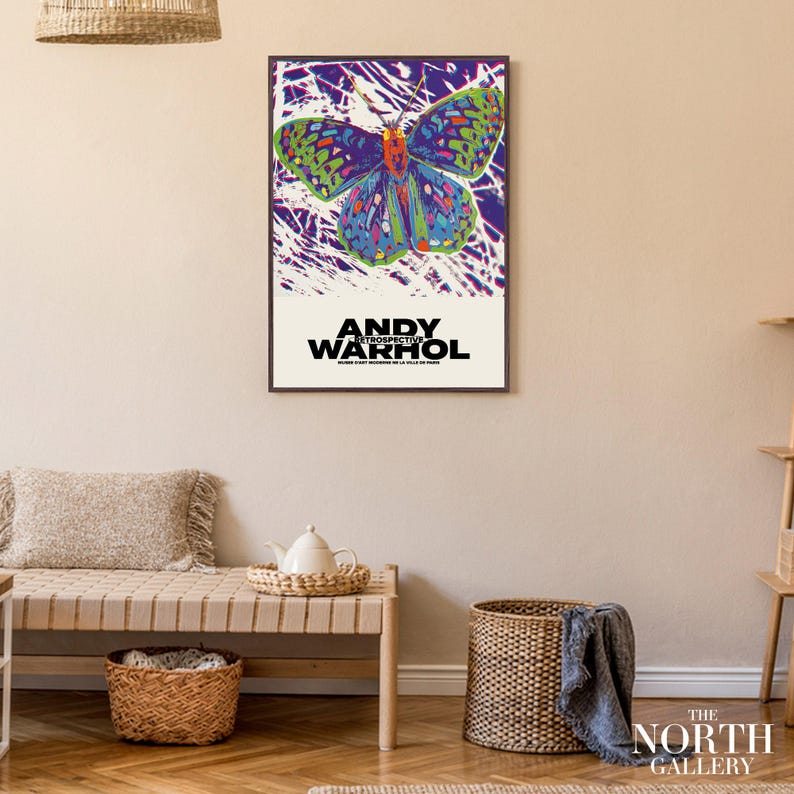 Andy Warhol Butterfly Print, Retro Pop Art, Exhibition Wall Art - Etsy