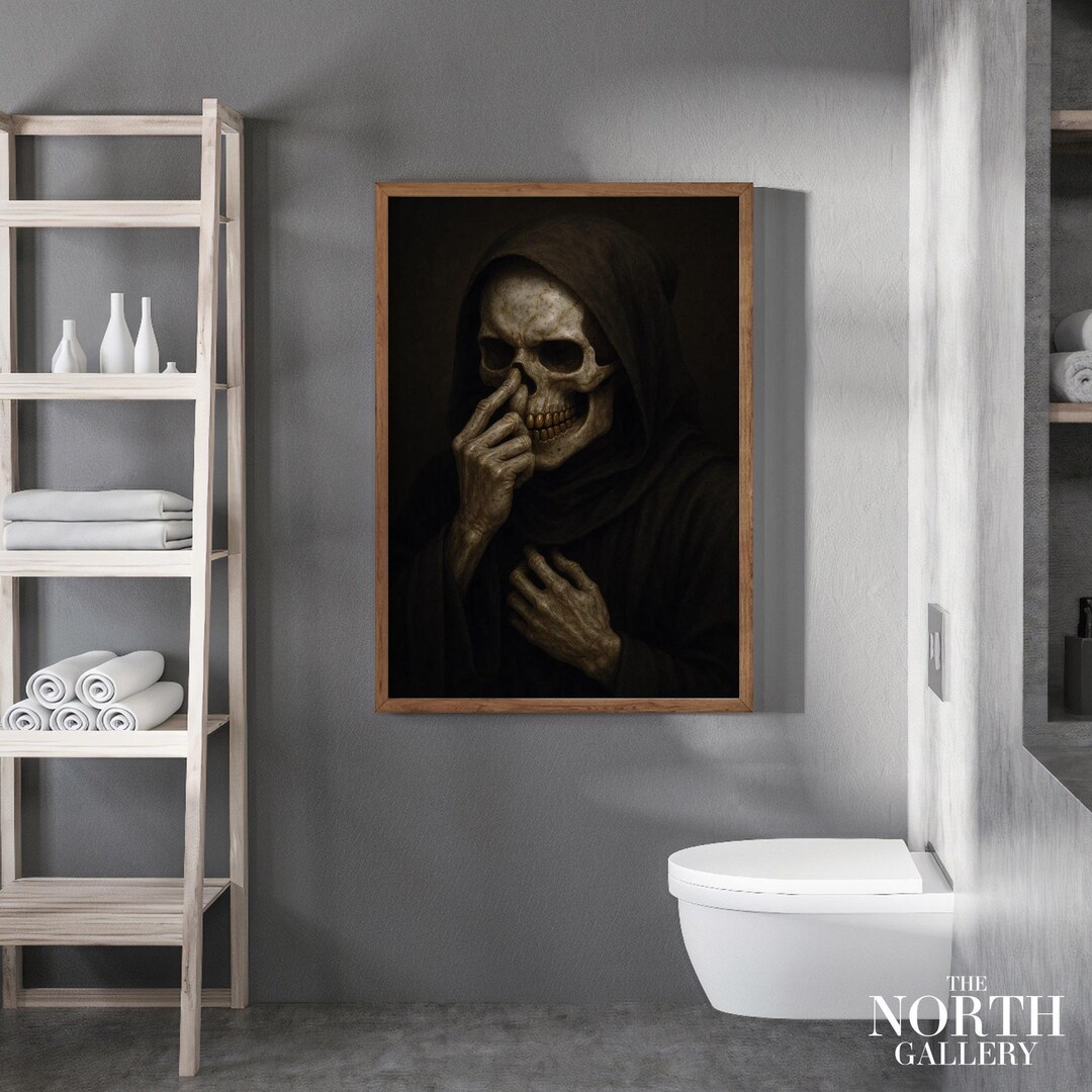 Funny Grim Reaper Print – Nose Picking Skeleton, Dark Humor Bathroom ...