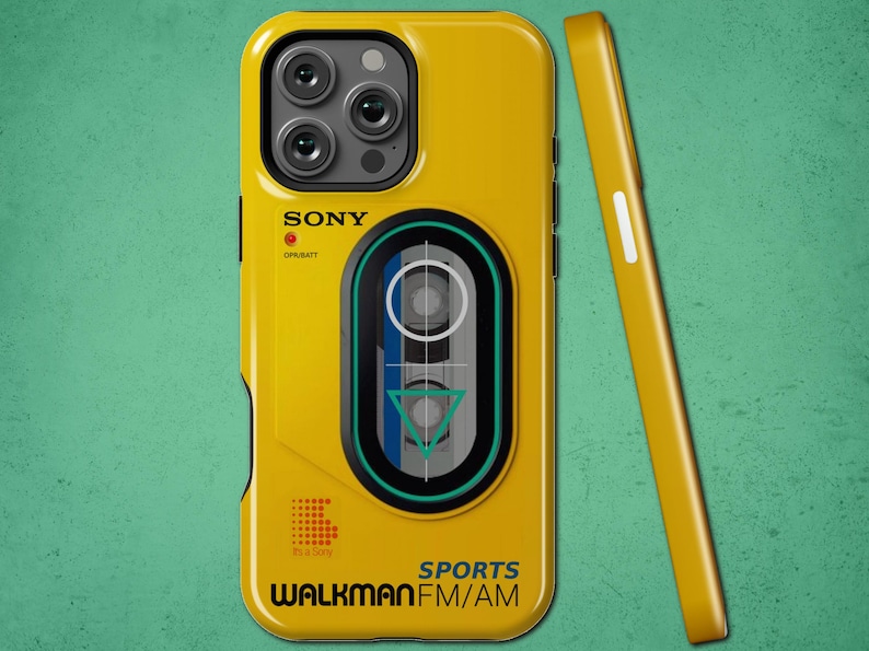 Retro Vintage Yellow Walkman, Apple iPhone 17,16,15,14,13,12,11,X,SE ...