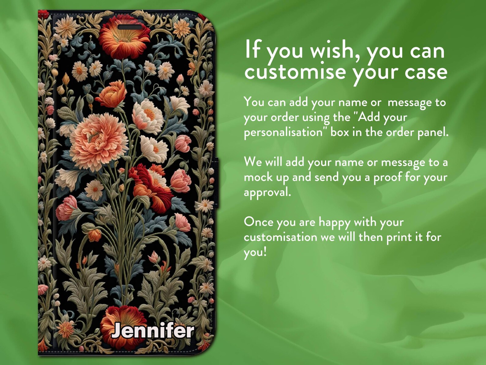 Tapestry Embroidery Effect Floral William Morris, iPhone 7,8,X,11,12,SE ...