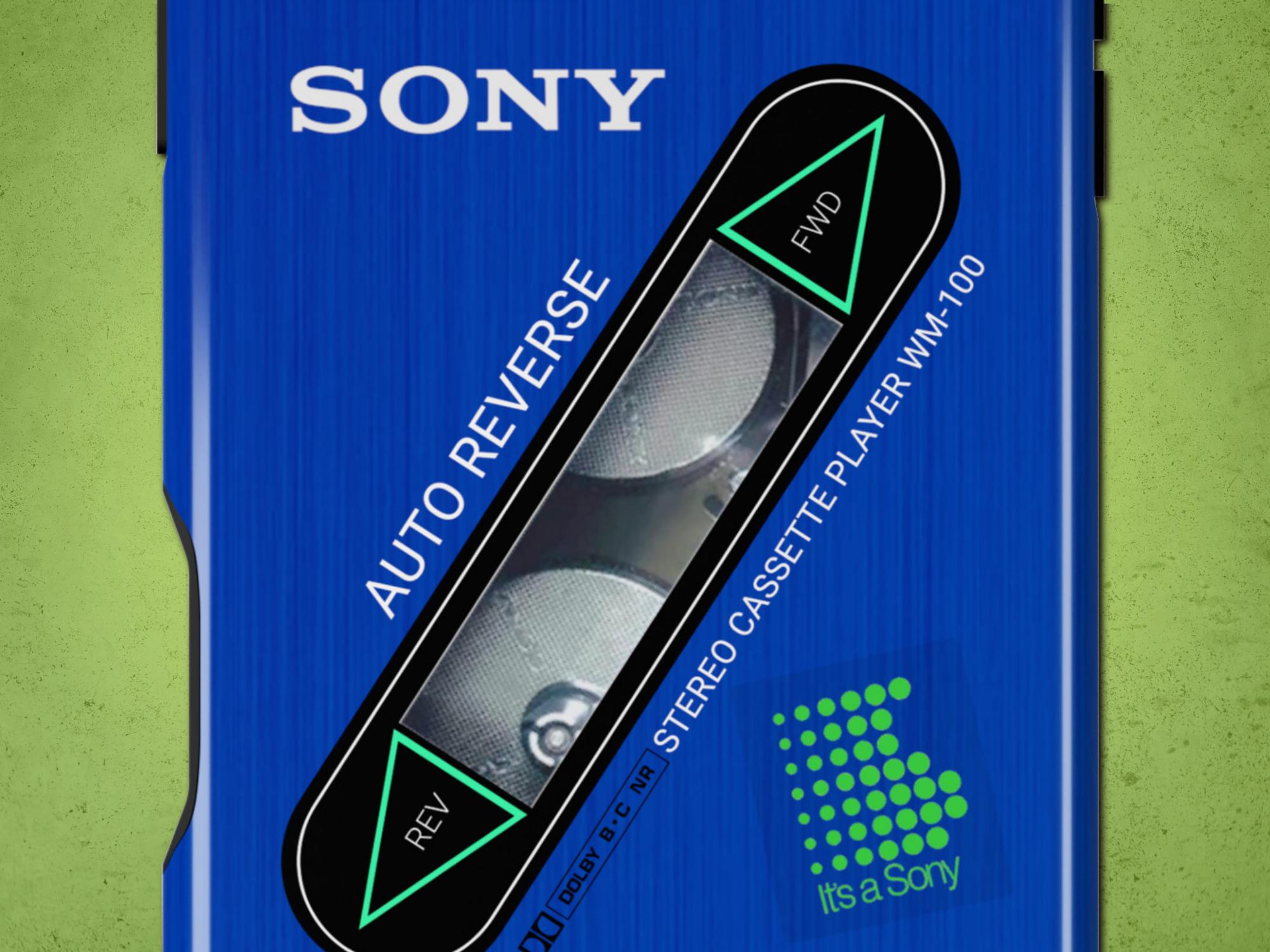 Retro Vintage Blue Sony Walkman, Apple iPhone 17,16,15,14,13,12,11,X ...