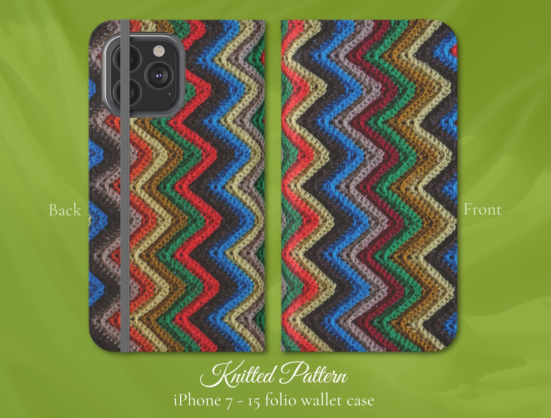 Knitting Pattern Knitted Zig Zag Design, iPhone Flip Folio Wallet Case ...