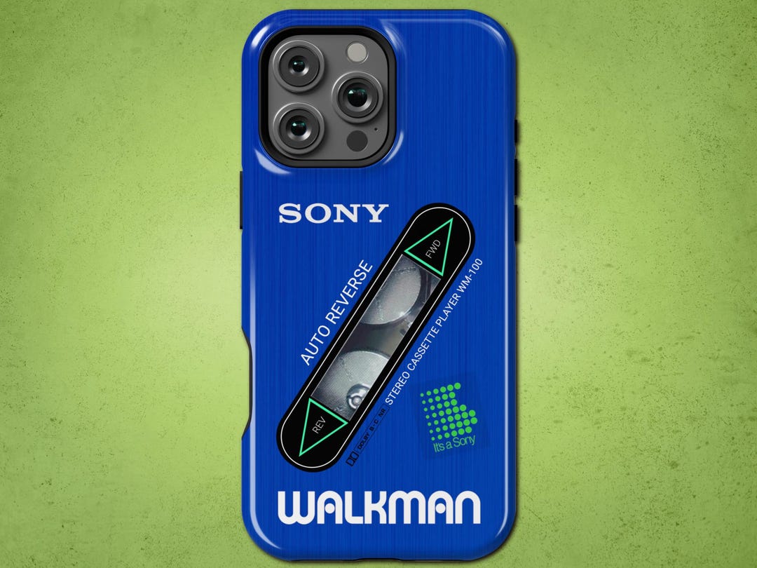 Retro Vintage Blue Sony Walkman, Apple iPhone 17,16,15,14,13,12,11,X ...