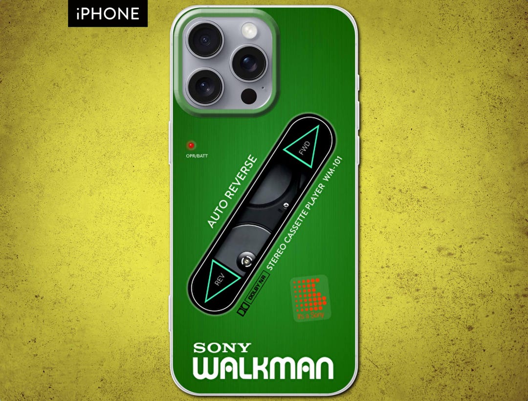 80's Retro Green Walkman Illustration, iPhone Flexible Gel Soft Grip ...
