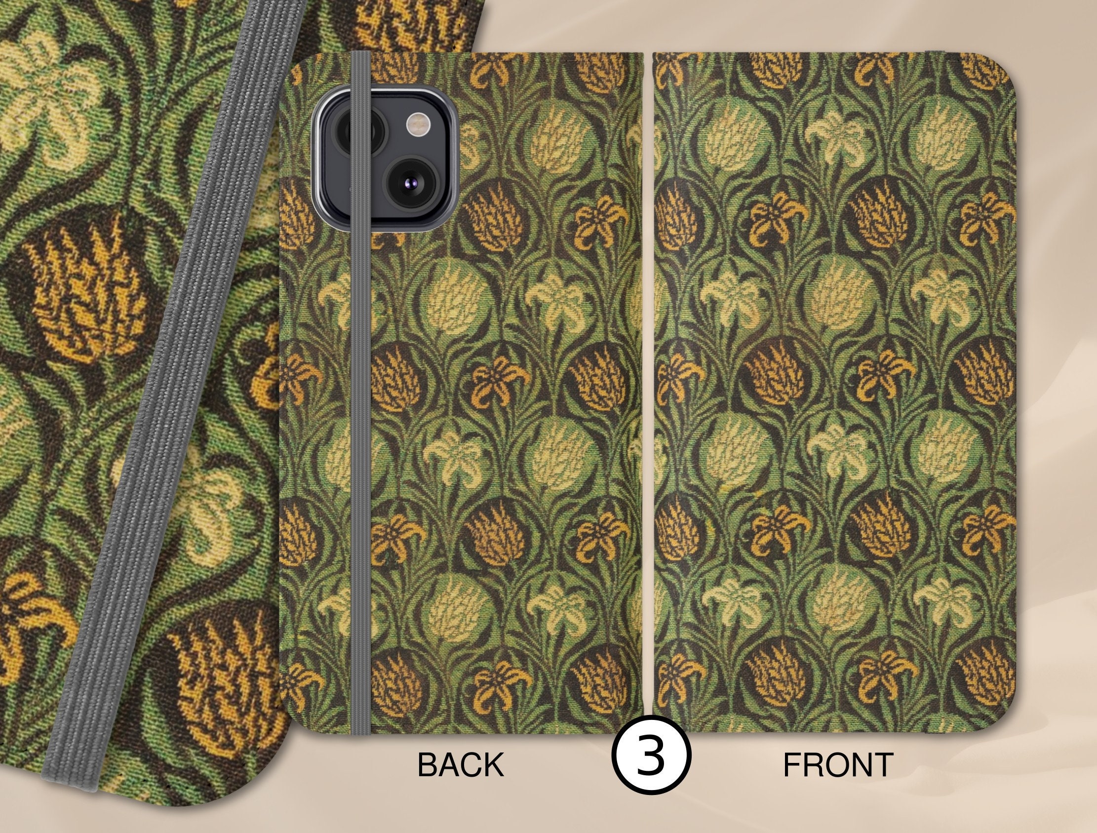 William Morris Selection of 8 Vintage Patterns, iPhone Flip Folio ...