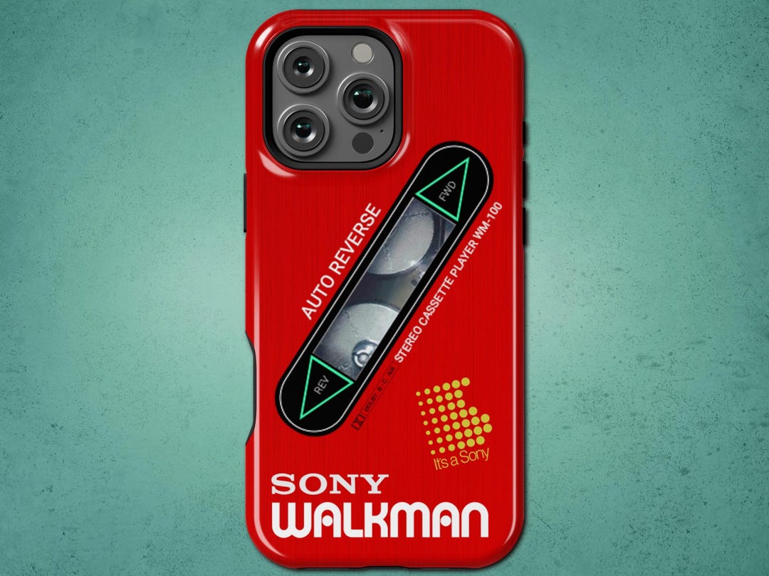 Retro Vintage Red Walkman, Apple iPhone 16,15,14,13,12,11,X,SE Samsung ...