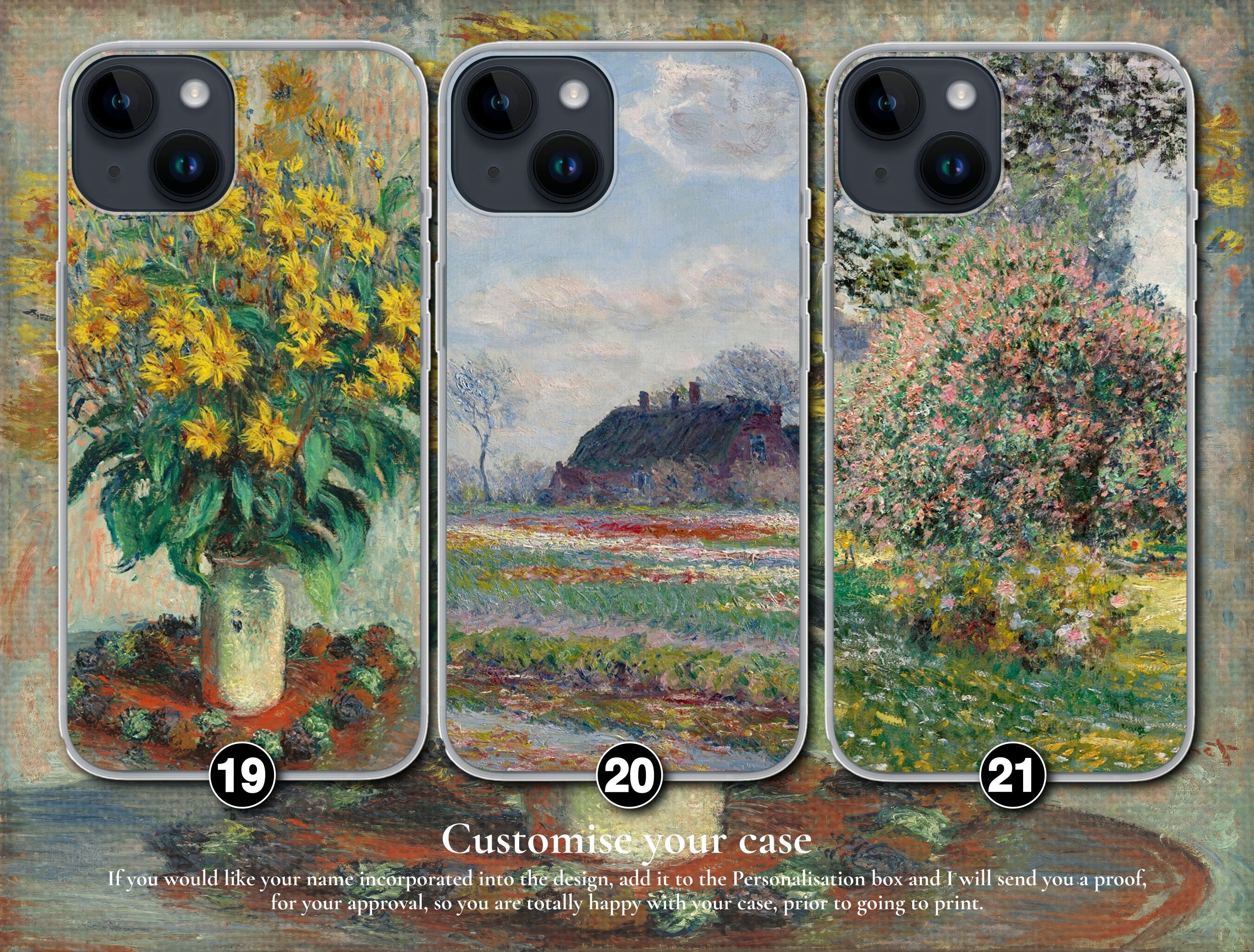 Monet Collection of 24 Classic Paintings, iPhone Flexible Gel Soft Grip ...