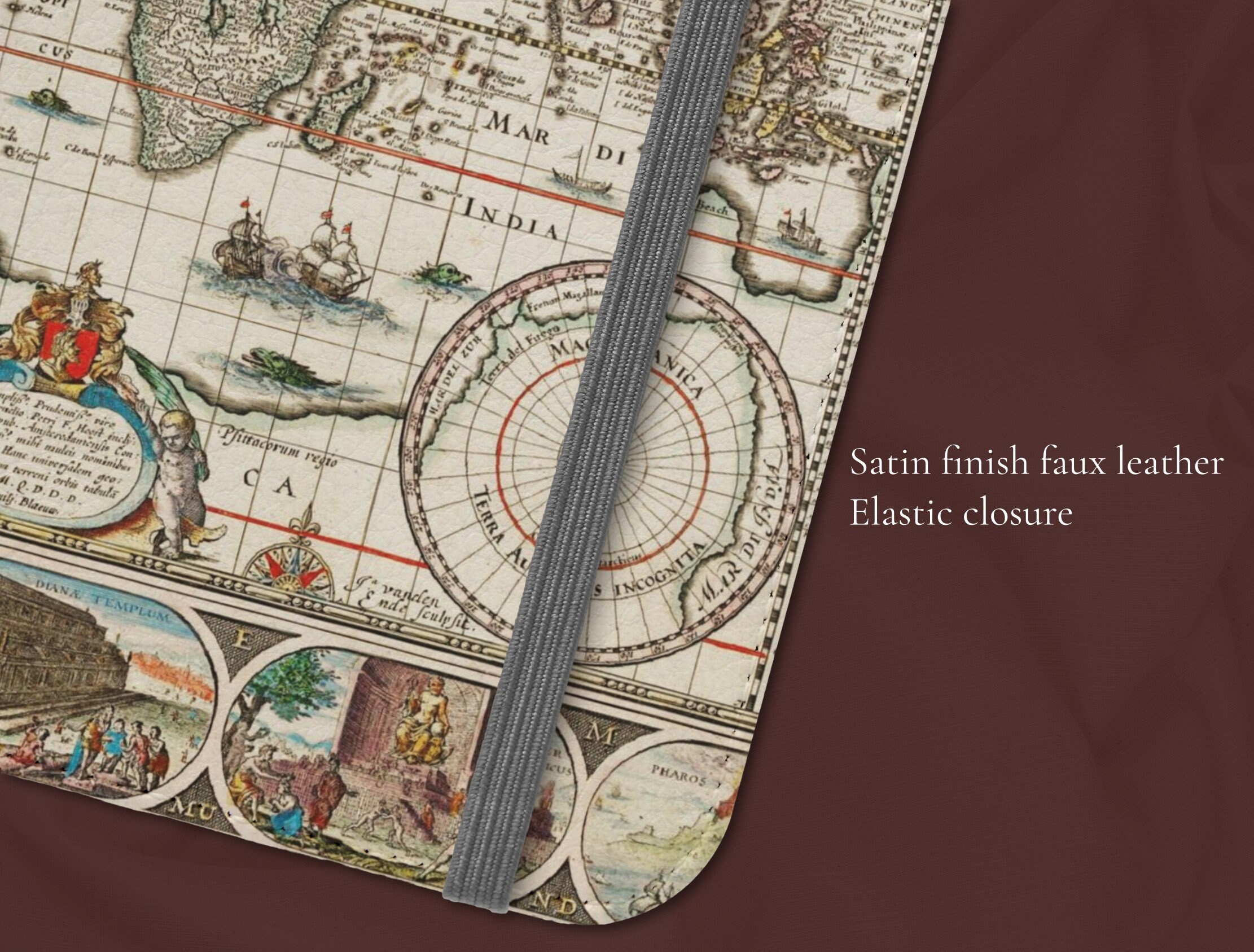 Antique Word Map, iPhone Flip Folio Wallet Case, Apple iPhone Models 7 ...